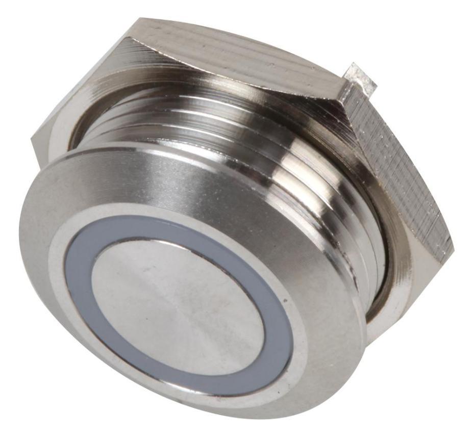 Vandal Resistant Momentary Switch with 12V RGB LED, 24V DC, 0.3A, 1NO ...