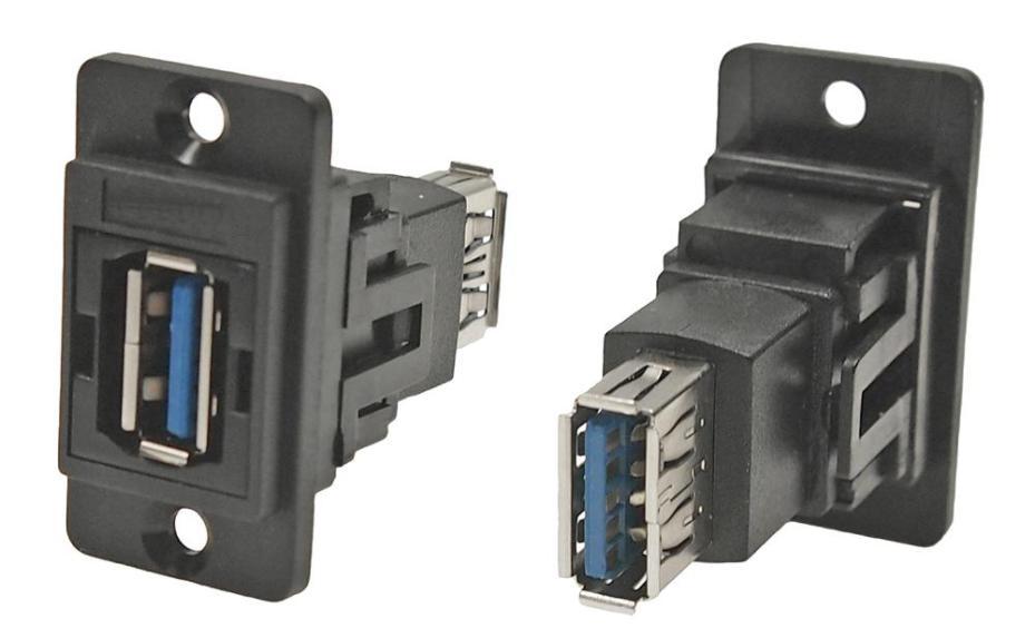 Dual Entry USB 3.0 Type A Socket to USB 3.0 Type A Socket Slim Feedthr ...