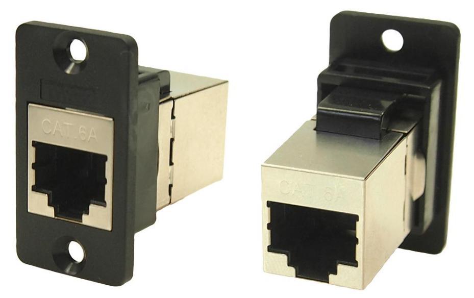 RJ45 Cat6a Shielded Socket to RJ45 Cat6a Shielded Socket Slim Feedthro ...