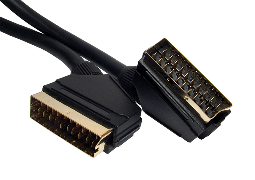 SCART to SCART, 21 Pin Mini Coax Screened Cable 1.5 Metres Video Lead ...
